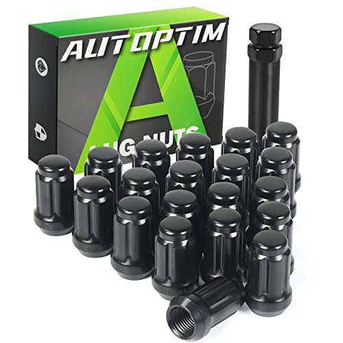 AUTOPTIM M12x1.5 Spline Lug Nuts - Replacement for 1998-2022 Honda Accord, 1997-2022 Honda CRV, 2004-2022 Honda Civic, 17mm Hex 1.38" Tall, Black Closed End Wheel Lug Nuts (20pcs)