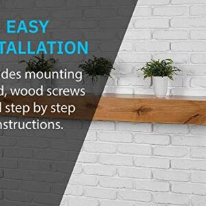 60 Inch Floating Fireplace Mantel Wood Shelf In Clear Polyurethane - Wallace From Mantels Direct | Wooden Rustic Wall Shelf | Designed and Milled in The USA | Great for Electric Fireplaces and Décor