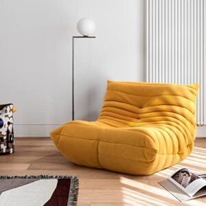 1inchome Fireside Chair, Soft Suede Lounge Chair Lazy Floor Sofa Accent Bean Bag Couch for Living Room Corner Chair Bedroom Salon Office