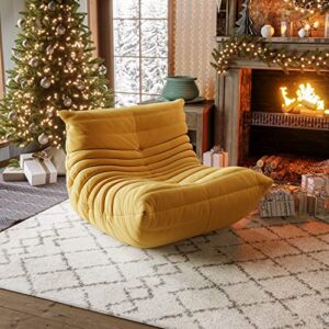 1inchome Fireside Chair, Soft Suede Lounge Chair Lazy Floor Sofa Accent Bean Bag Couch for Living Room Corner Chair Bedroom Salon Office