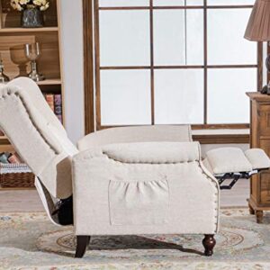 RELAXIXI Wingback Recliner Armchair, Massage Heated Recliner Chair with Remote Control, Accent Tufted Push Back Recliner (Beige)