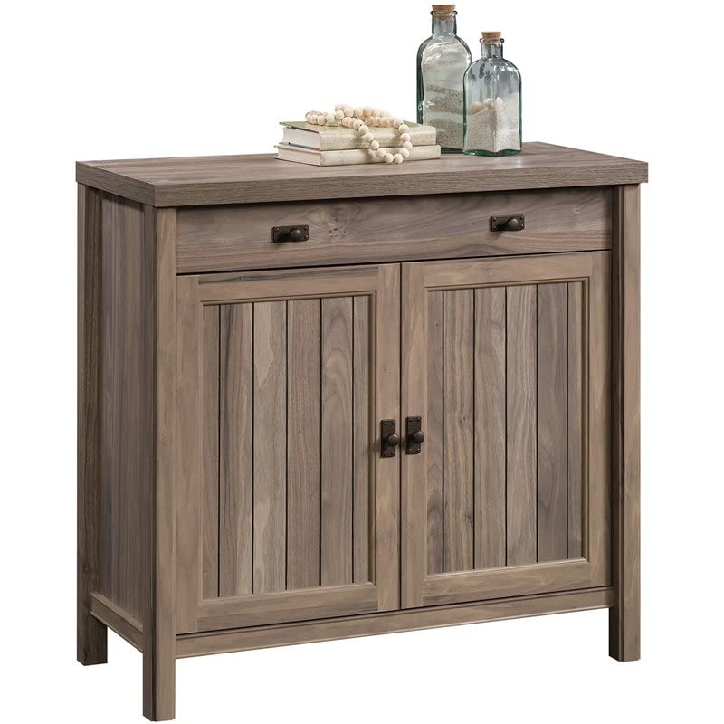 Sauder Costa Washed Walnut 2-Door Library Base Cabinet, Washed Walnut Finish