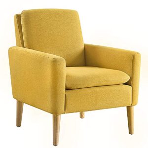 lohoms modern accent fabric chair single sofa comfy upholstered arm chair living room furniture mustard yellow