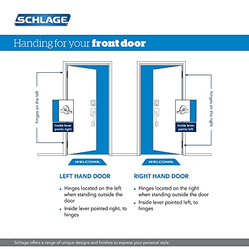 Schlage F60 V CAM 716 ACC Camelot Front Entry Handleset with Accent Lever, Deadbolt Keyed 1 Side, Aged Bronze