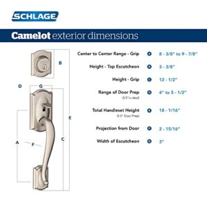 Schlage F60 V CAM 716 ACC Camelot Front Entry Handleset with Accent Lever, Deadbolt Keyed 1 Side, Aged Bronze