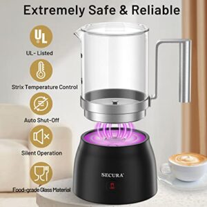 Secura Detachable Milk Frother and Steamer, 17oz Electric Milk Warmer 4-in-1 Hot/Cold Foam Maker for Latte, Cappuccinos, Macchiato, Hot Chocolate, Glass Milk Jug Dishwasher Safe