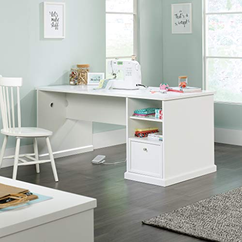 Sauder Craft Pro Series Craft Table, White Finish & Craft Pro Series Storage Cabinet, White Finish