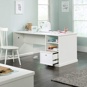 Sauder Craft Pro Series Craft Table, White Finish & Craft Pro Series Storage Cabinet, White Finish