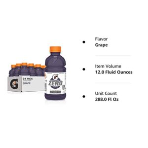 Gatorade Gatorade G Zero Thirst Quencher, Grape, 12 Fl Oz (Pack of 24)