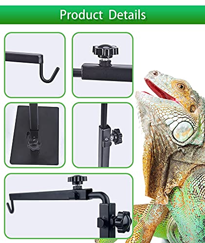 Reptile Tank Heat Lamp Stand Aquarium Stand - Reptile Terrarium Heat Light Stand - Adjustable Metal Heat Lamp Holder, Used for Amphibians, Lizards, Gecko, Tortoise, Snakes, Bearded Dragon, Chicks, etc