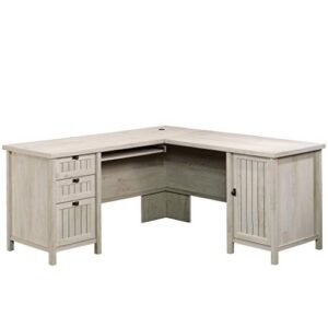 sauder costa l-shaped desk, chalked chestnut finish