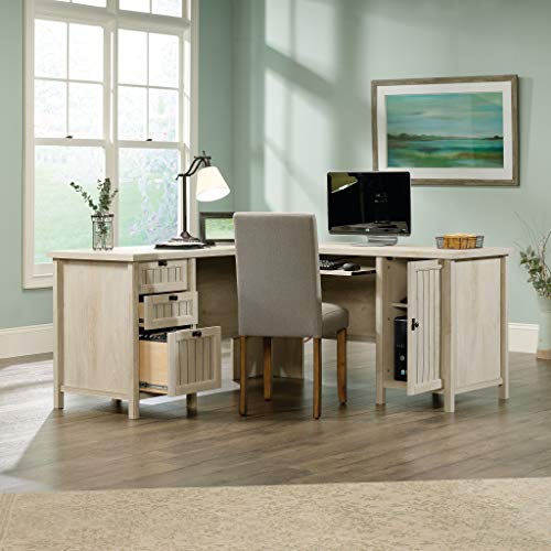 Sauder Costa L-Shaped Desk, Chalked Chestnut finish