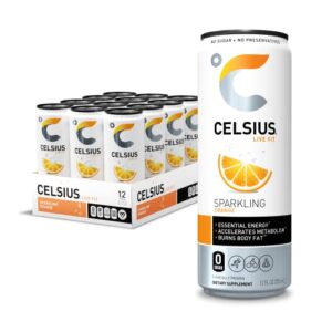 celsius sparkling orange, functional essential energy drink 12 fl oz (pack of 12)