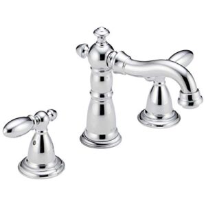 delta faucet victorian widespread bathroom faucet chrome, bathroom faucet 3 hole, diamond seal technology, metal drain assembly, chrome 3555-mpu-dst