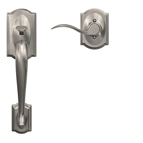 Schlage FE285 CAM 619 ACC RH Camelot Front Entry Handleset with Right-Handed Accent Lever, Lower Half Grip, Satin Nickel