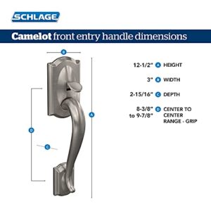 Schlage FE285 CAM 619 ACC RH Camelot Front Entry Handleset with Right-Handed Accent Lever, Lower Half Grip, Satin Nickel