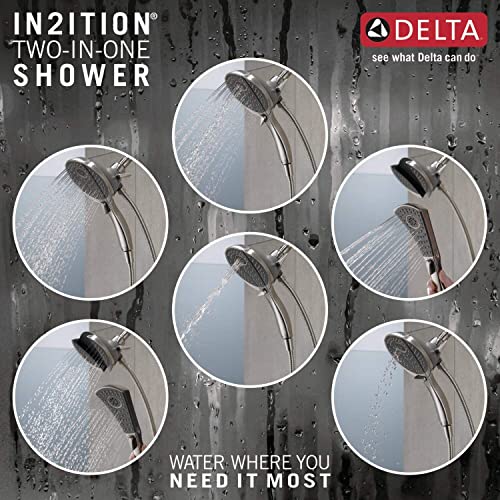 Delta Faucet 4-Spray In2ition Dual Shower Head with Handheld Spray, Chrome Shower Head with Hose, Handheld Shower Heads, Showerheads & Handheld Showers, Detachable Shower Head, Chrome 58467