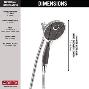 Delta Faucet 4-Spray In2ition Dual Shower Head with Handheld Spray, Chrome Shower Head with Hose, Handheld Shower Heads, Showerheads & Handheld Showers, Detachable Shower Head, Chrome 58467