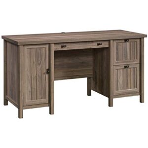 sauder costa washed walnut office desk with drawers, washed walnut finish