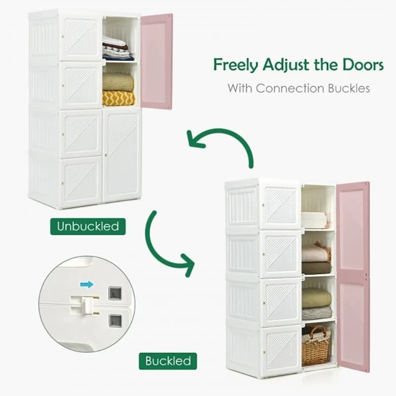 PDGJG Foldable Armoire Wardrobe Closet with 8 Cubby Storage Closet Shelf Storage Bedroom Furniture Storage Cabinet