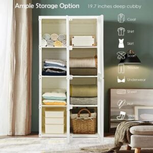 PDGJG Foldable Armoire Wardrobe Closet with 8 Cubby Storage Closet Shelf Storage Bedroom Furniture Storage Cabinet