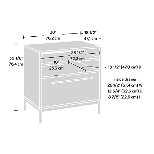 Sauder Vista Key Lateral File Pedestal, L: 30.00" x H: 18.54" x W: 30.08", Pearl White Finish