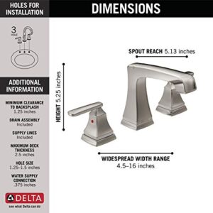 Delta Faucet Ashlyn Widespread Bathroom Faucet Brushed Nickel, Bathroom Faucet 3 Hole, Diamond Seal Technology, Metal Drain Assembly, Stainless 3564-SSMPU-DST