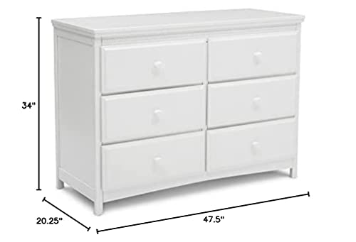 Delta Children Emerson 6 Drawer Dresser, Greenguard Gold Certified, Bianca White