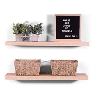 DAKODA LOVE Floating Shelves | Solid Maple | Premium Craftsman Quality | Heavy Duty Hidden Bracket | Set of 2 (Natural, 36" L x 6" D)