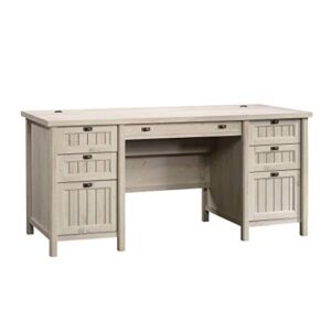 sauder costa executive desk, l: 65.12″ x w: 29.53″ x h: 30.0″, chalked chestnut finish