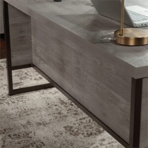 Sauder Manhattan Gate Engineered Wood Executive Desk in Mystic Oak