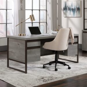 Sauder Manhattan Gate Engineered Wood Executive Desk in Mystic Oak