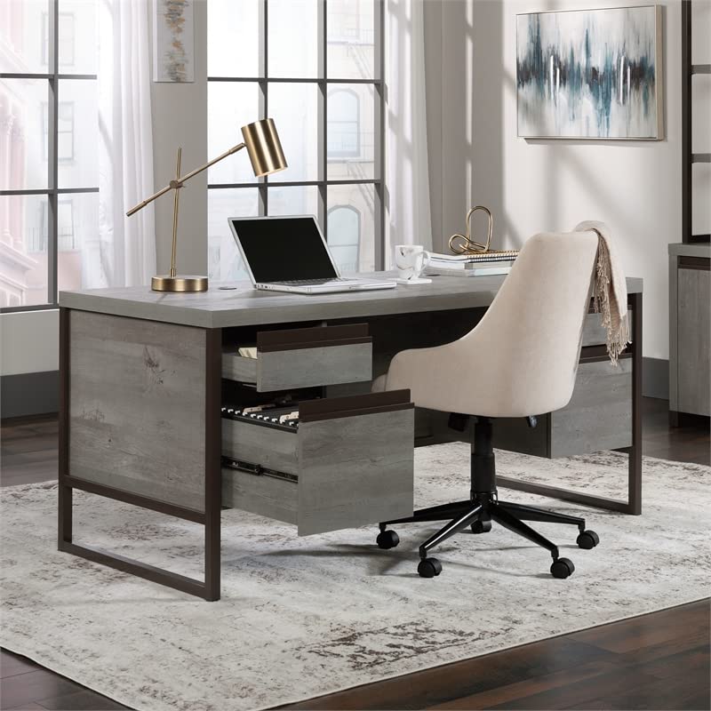 Sauder Manhattan Gate Engineered Wood Executive Desk in Mystic Oak