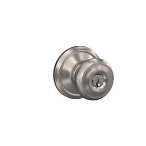 schlage f51a geo 619 georgian door knob, keyed entry lock, satin nickel