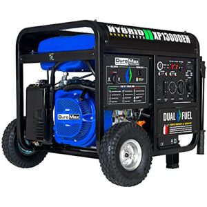 duromax xp13000eh dual fuel portable generator 13000 watt gas or propane powered electric start-home back up, blue/gray