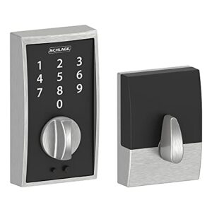 schlage be375 cen 626 touch keyless touchscreen electronic deadbolt lock, satin chrome