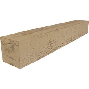 ekena millwork manurs04x06x36pp rough sawn faux wood fireplace mantel, 4″h x 6″d x 36″w, natural pine