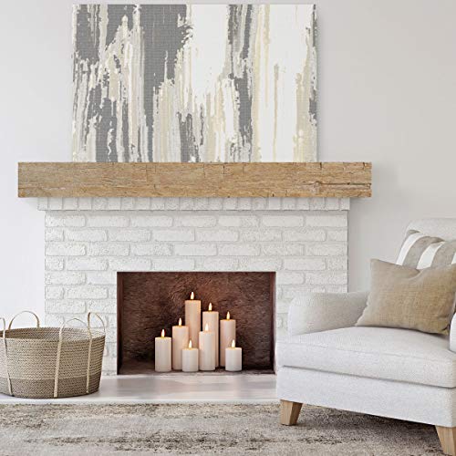 Ekena Millwork MANURS04X06X36PP Rough Sawn Faux Wood Fireplace Mantel, 4"H x 6"D x 36"W, Natural Pine