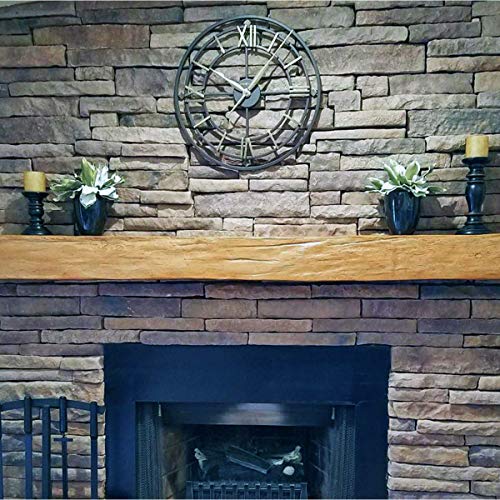 Ekena Millwork MANURS04X06X36PP Rough Sawn Faux Wood Fireplace Mantel, 4"H x 6"D x 36"W, Natural Pine