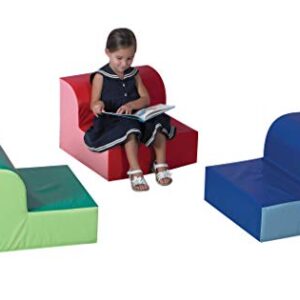 Children's Factory Library Trio, Set-3 Kids Chairs, Red-Blue-Green, CF322-388, Toddler Flexible Seating Classroom Furniture for Preschool or Daycare