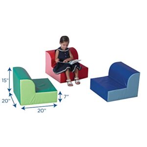 Children's Factory Library Trio, Set-3 Kids Chairs, Red-Blue-Green, CF322-388, Toddler Flexible Seating Classroom Furniture for Preschool or Daycare