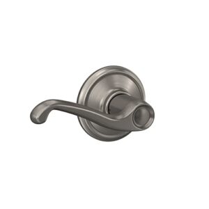 schlage f10 fla 619 flair door lever, hall & closet passage lock, satin nickel