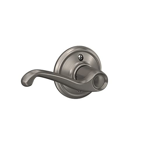 Schlage F10 FLA 619 Flair Door Lever, Hall & Closet Passage Lock, Satin Nickel