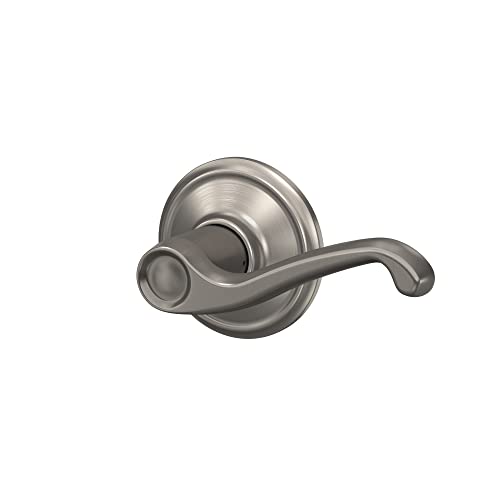 Schlage F10 FLA 619 Flair Door Lever, Hall & Closet Passage Lock, Satin Nickel