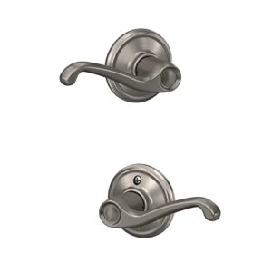 Schlage F10 FLA 619 Flair Door Lever, Hall & Closet Passage Lock, Satin Nickel