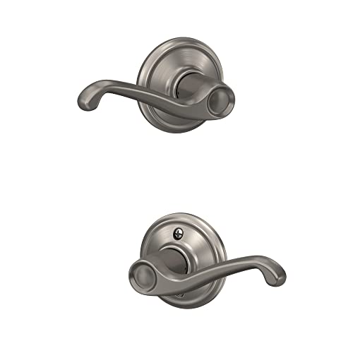 Schlage F10 FLA 619 Flair Door Lever, Hall & Closet Passage Lock, Satin Nickel