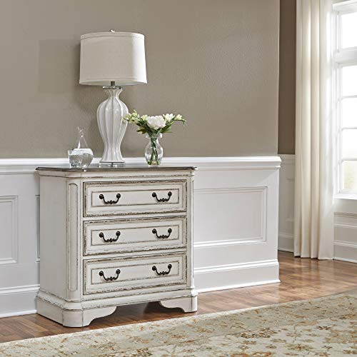 Liberty Furniture Industries Magnolia Manor 3 Drawer Bedside Chest w/Charging Station, W36 x D18 x H34, White