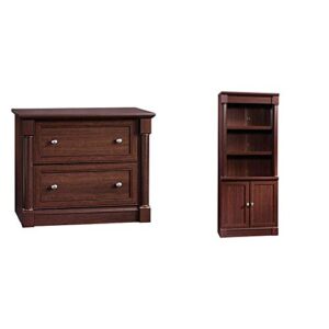 sauder palladia lateral file, select cherry finish & palladia library with doors, select cherry finish