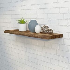 Interbuild Floating Shelf Wall Mounted, Acacia Wood Hanging Storage Shelf for Bathroom, Bedroom, Kitchen, Living Room, Office Decoration 35" x 10" - Brown