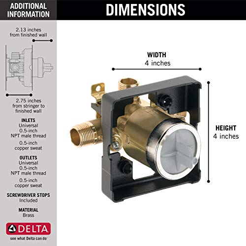 Delta Faucet R10000-UNWSHF MultiChoice Shower Valve Body for Shower Faucet Trim Kits (with Screwdriver Stops)